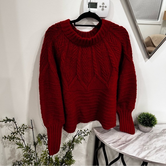 Universal Thread | Sweaters | Universal Thread Red Puff Sleeve Winter ...